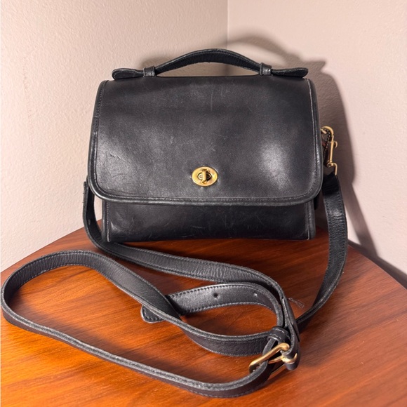Coach | Bags | Vintage Coach Court Bag In Black Leather | Poshmark